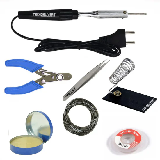 10W Soldering Iron, Cutter, Stand, Desoldering Wick, Soldering Wire ...