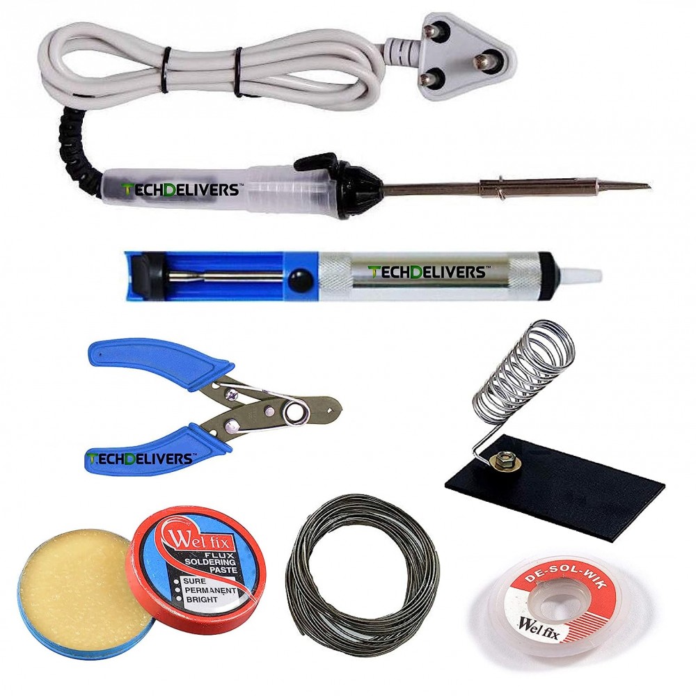 7in1 Electric 25Watt Soldering Iron Kit Set with Desoldering PUMP ...