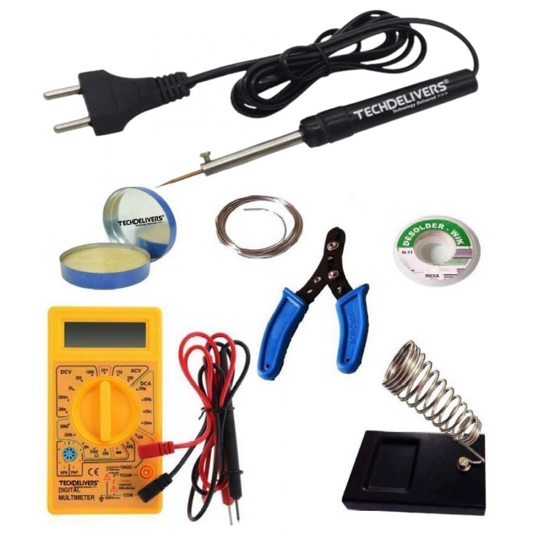 Multimeter kit with Solder Iron Cutter Stand Desoldering Wick Soldering ...