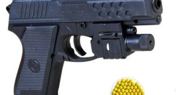 Pistol Toy Mouser Gun 2068 with Laser Light and Plastic Bullets